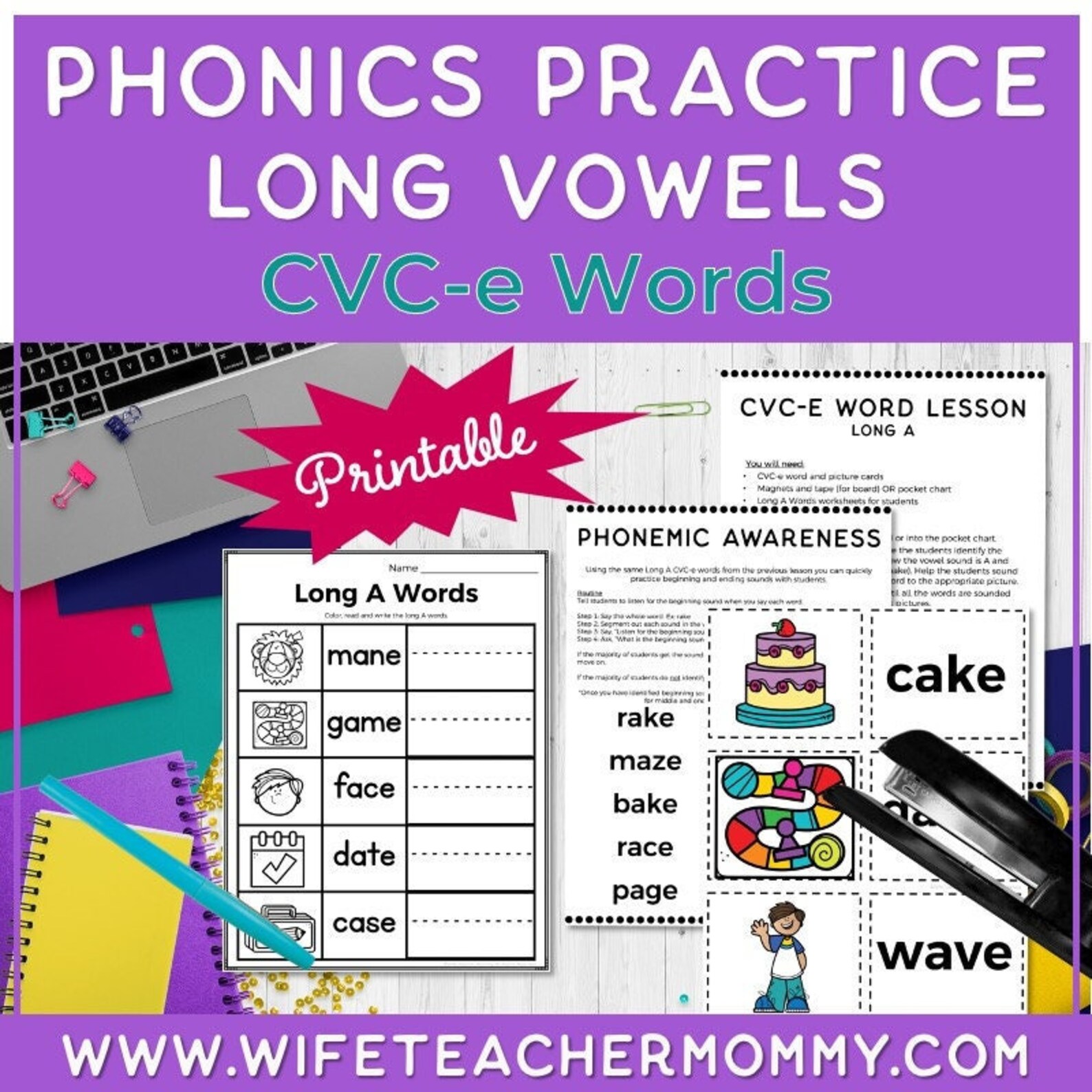 Phonics Practice: Long Vowels Cvc-e - Etsy