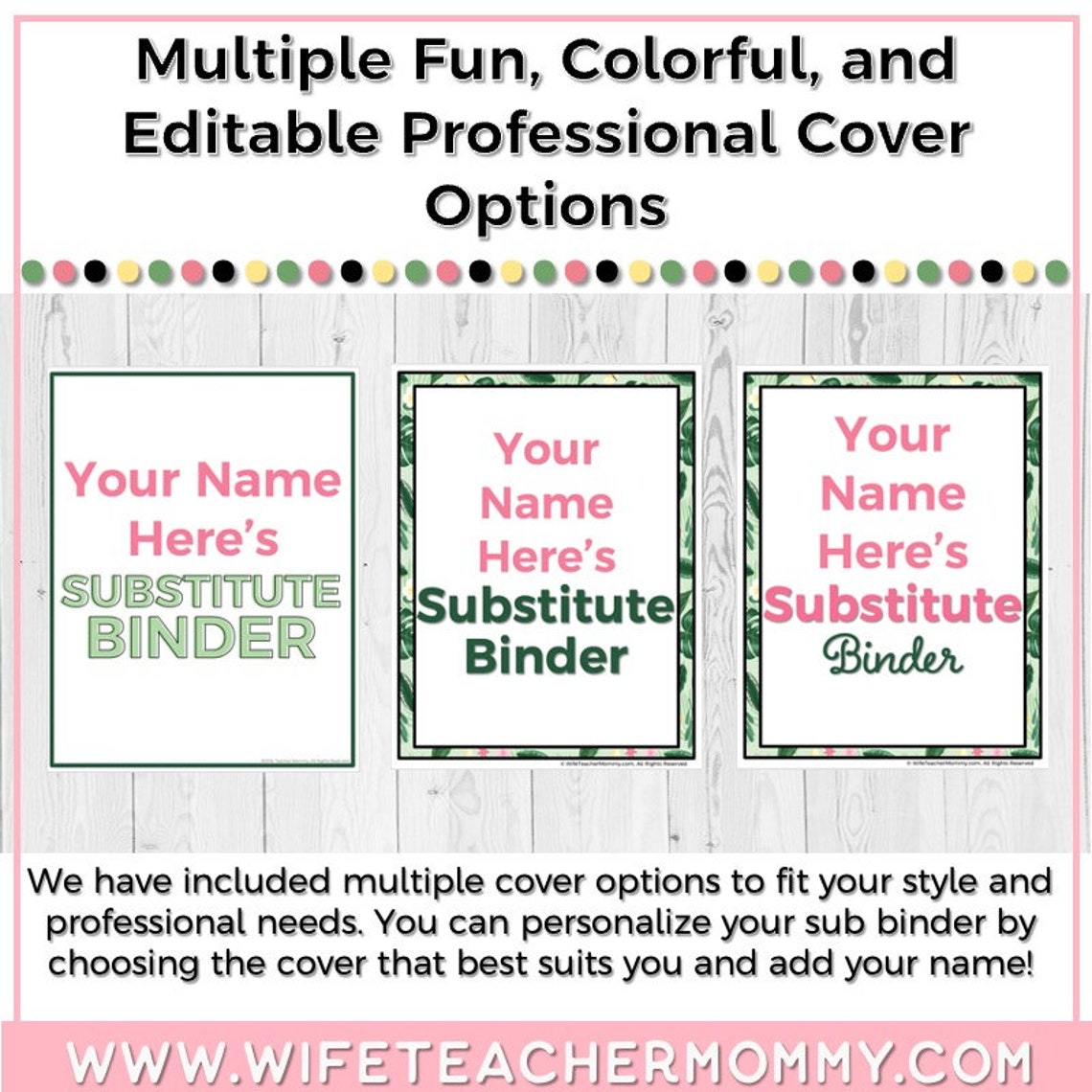 Editable Tropical Substitute Binder print Version - Etsy