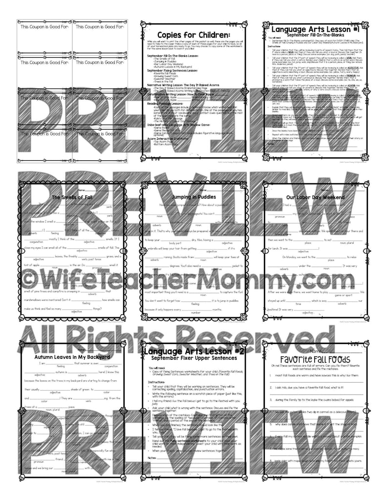 September Homeschool Lessons for 5th and 6th Grades Language - Etsy