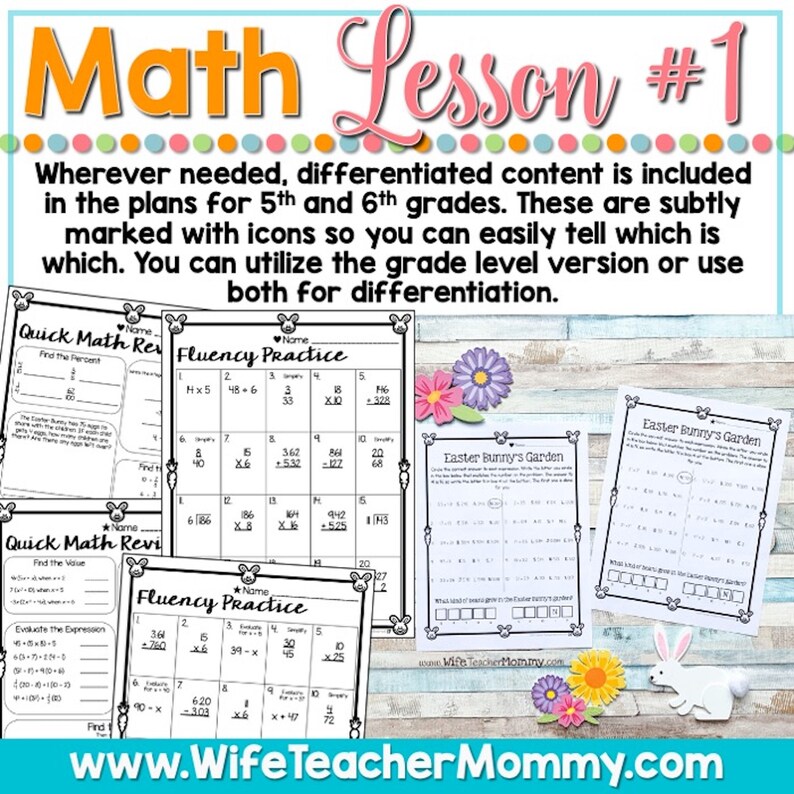 April Homeschool Lessons for 5th and 6th Grade Math & Language - Etsy