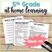 5th Grade at Home Learning Activities Bundle - Etsy