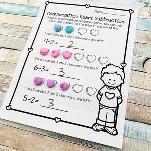 Valentine's Day Candy Heart Math & More for 1st and 2nd Grade - Etsy