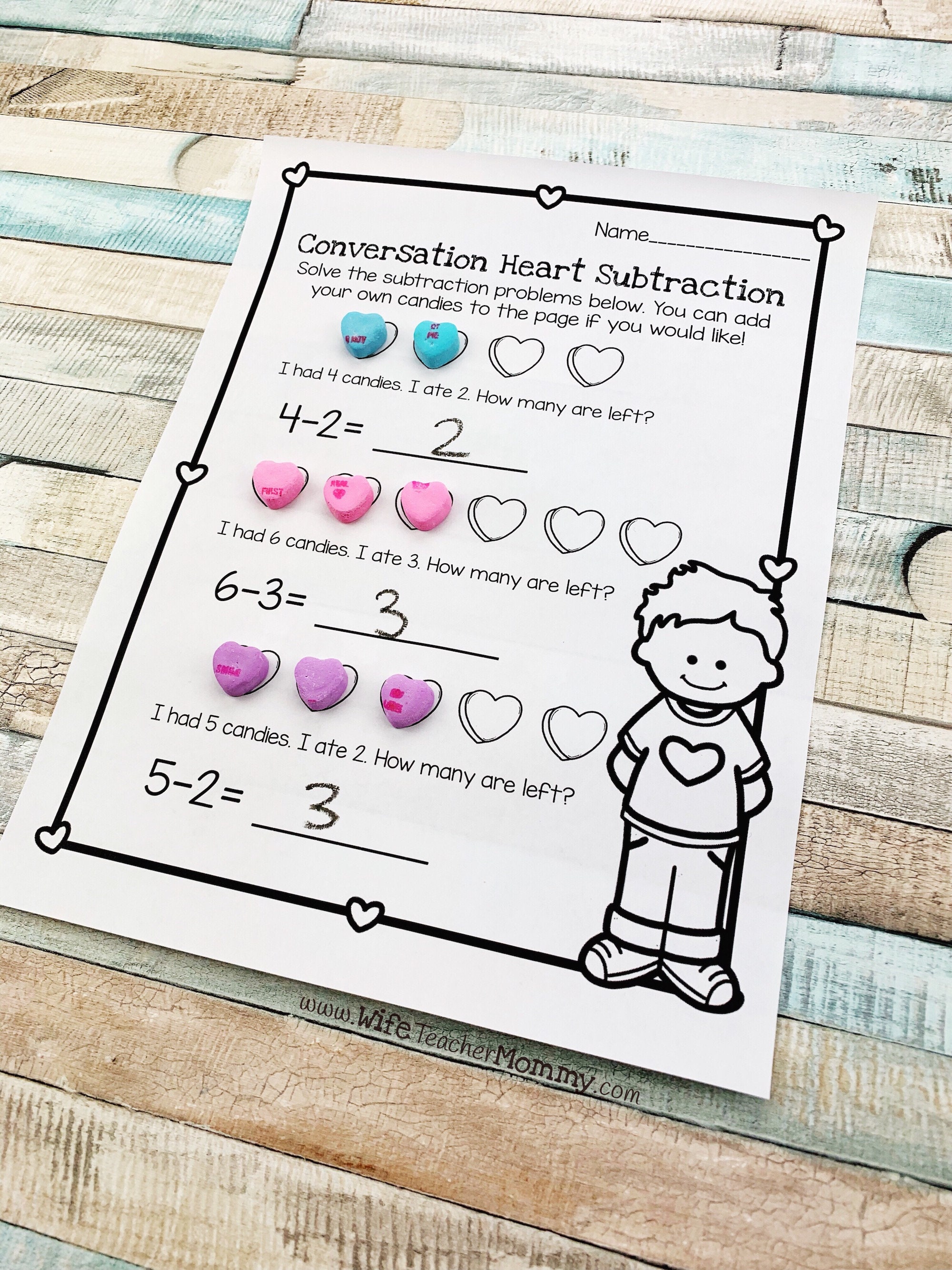 Valentine's Day Candy Heart Math & More for 1st and 2nd Grade - Etsy