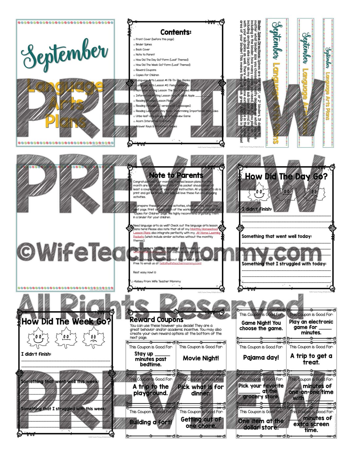 September Homeschool Lessons for 5th and 6th Grades Language - Etsy