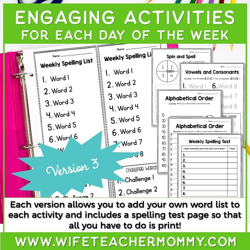 Spelling Games and Activities for Any Word List - Etsy