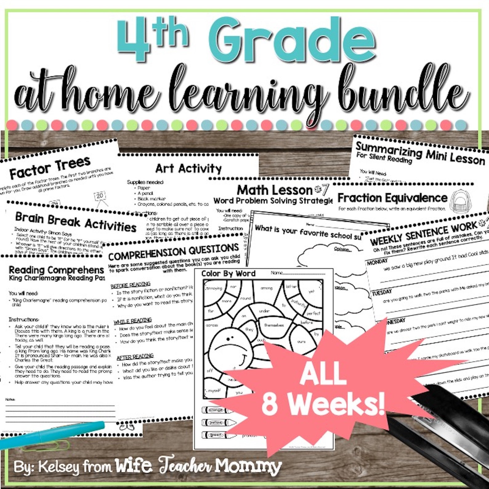 4th Grade at Home Learning Activities Bundle - Etsy