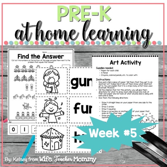 Pre-k at Home Learning Activities Week 5 | Etsy