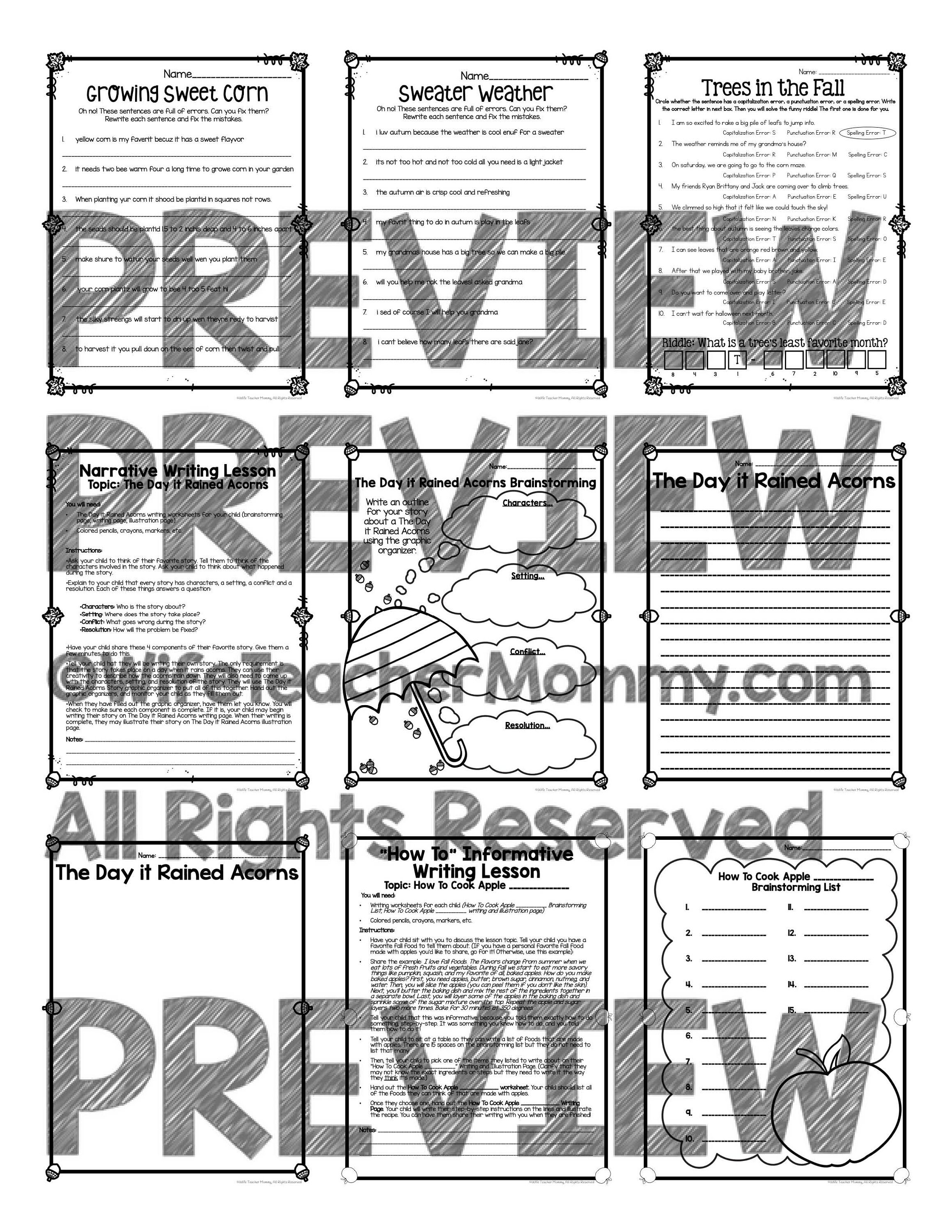 September Homeschool Lessons for 3rd and 4th Grades Language Arts - Etsy