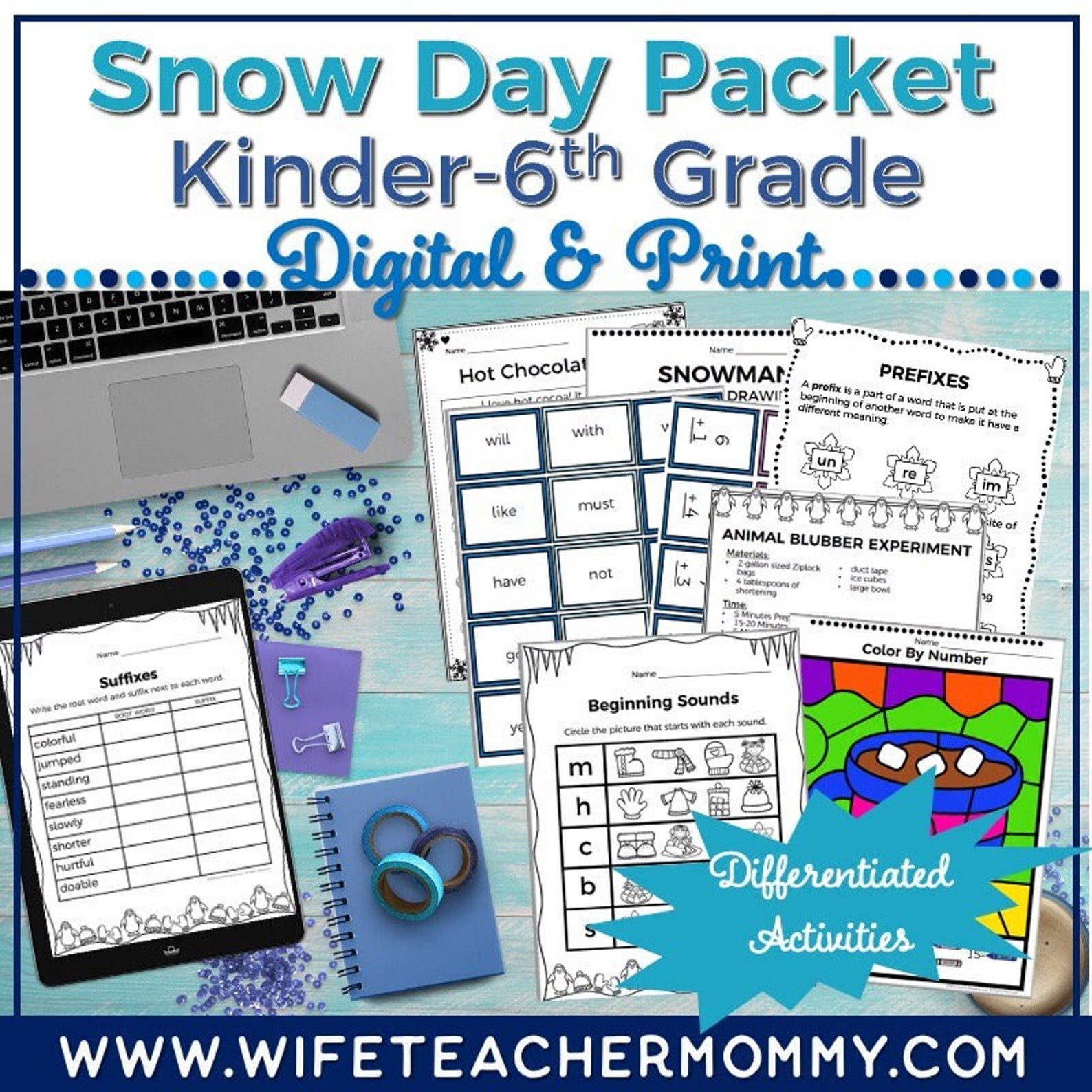 Lower and Upper Grade Snow Day Packet digital and Print - Etsy