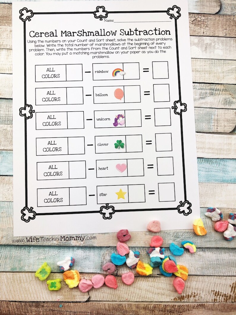 St. Patrick's Day Cereal Marshmallow Math & More for 1st and 2nd Grade ...