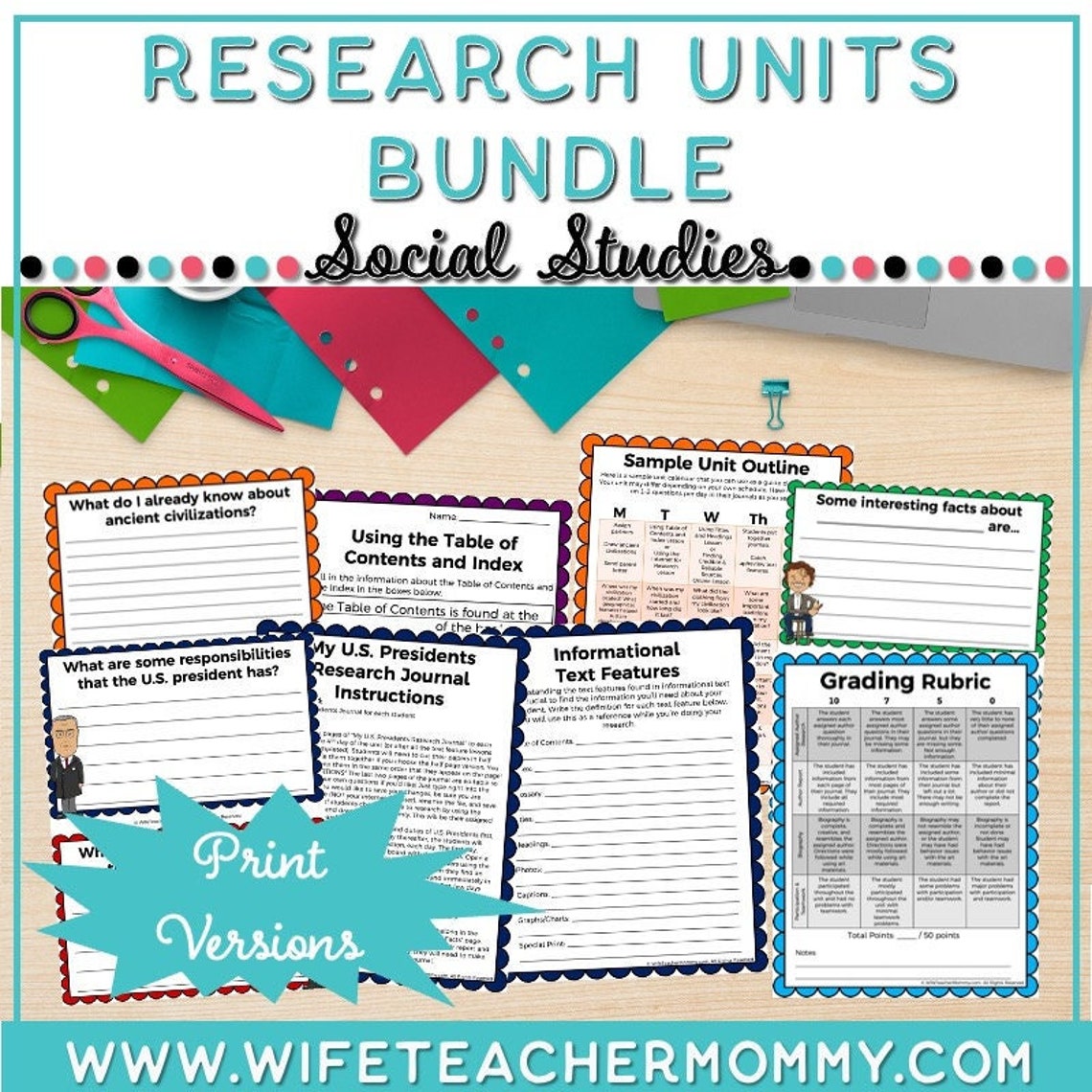 Lower and Upper Grades Social Studies Research Unit Bundle print ...