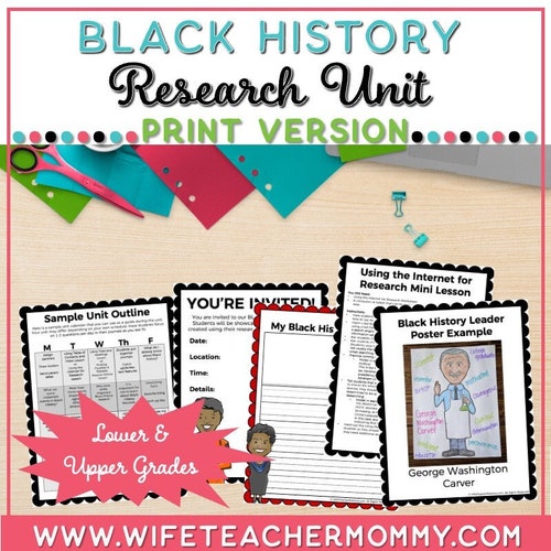 Lower and Upper Grades Black History Research Unit print - Etsy