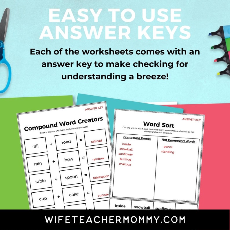 Compound Words Worksheets for Lower Grades With Lesson Plans ...