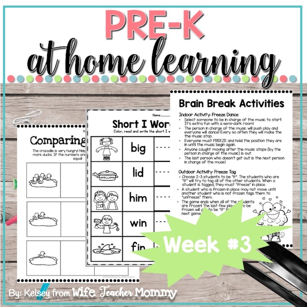 Pre-k at Home Learning Activities Week #3 - Etsy