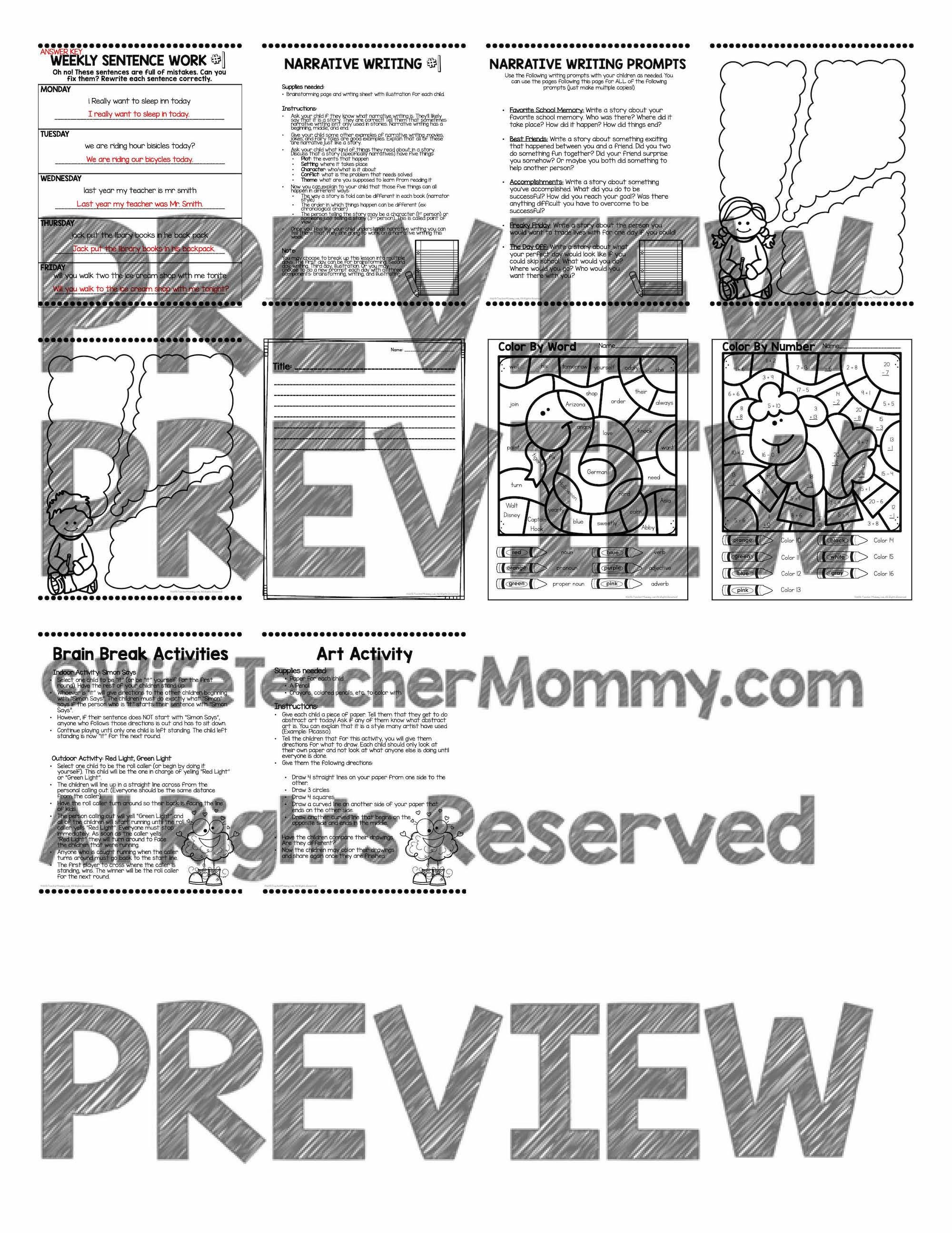 2nd Grade at Home Learning Activities Week 1 - Etsy