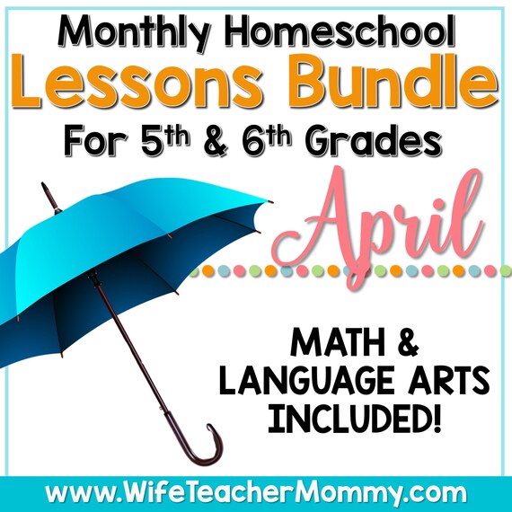 April Homeschool Lessons for 5th and 6th Grade Math & Language | Etsy