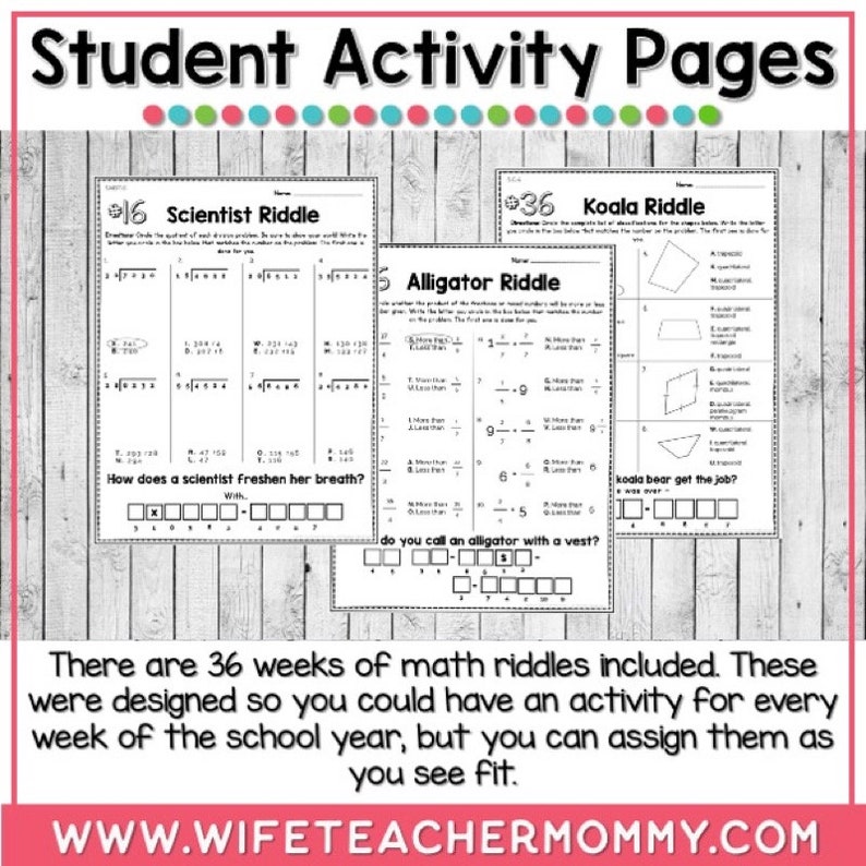 36 Weeks Of Math Riddles For 5th Grade Etsy 36 Weeks Of Math Riddles For 5th Grade Etsy