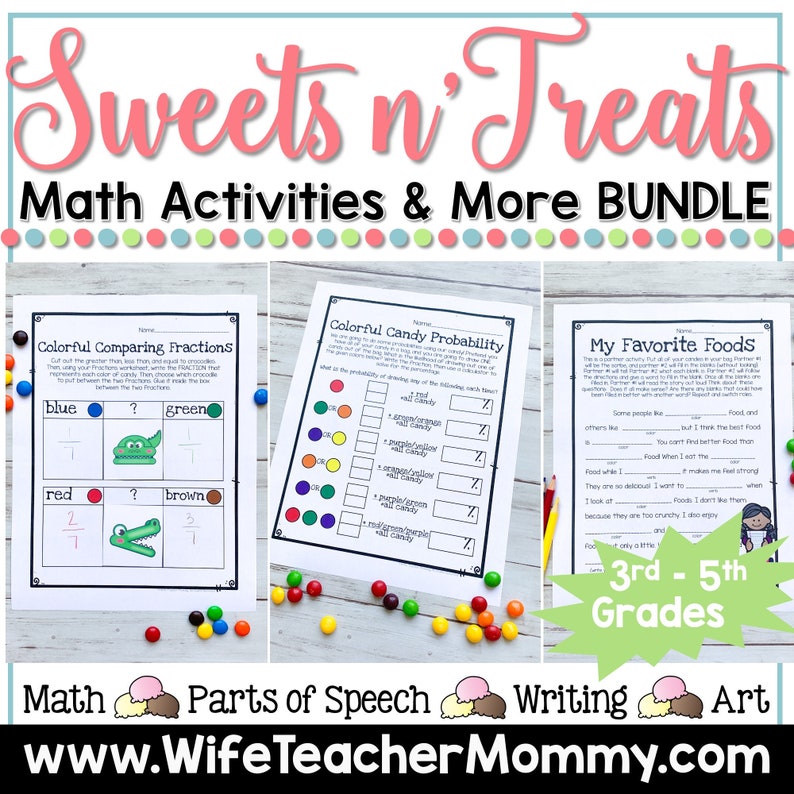 Sweets N' Treats Candy Math & More Activities for 3rd - Etsy
