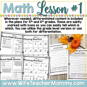 September Homeschool Lessons for 5th and 6th Grade Math & Language Arts ...