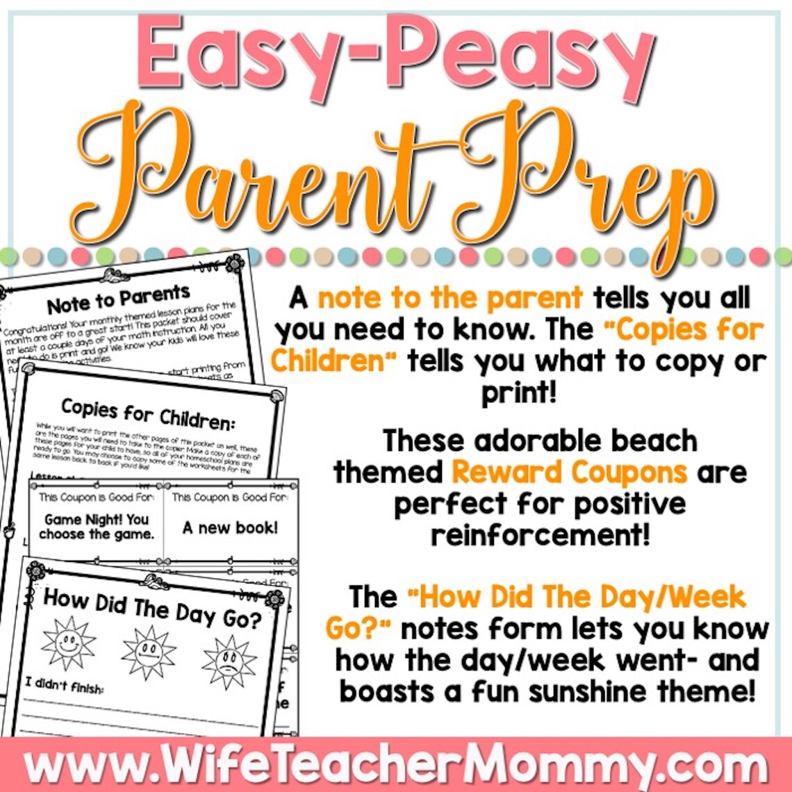 Summer Homeschool Lessons for 3rd and 4th Grades Math - Etsy