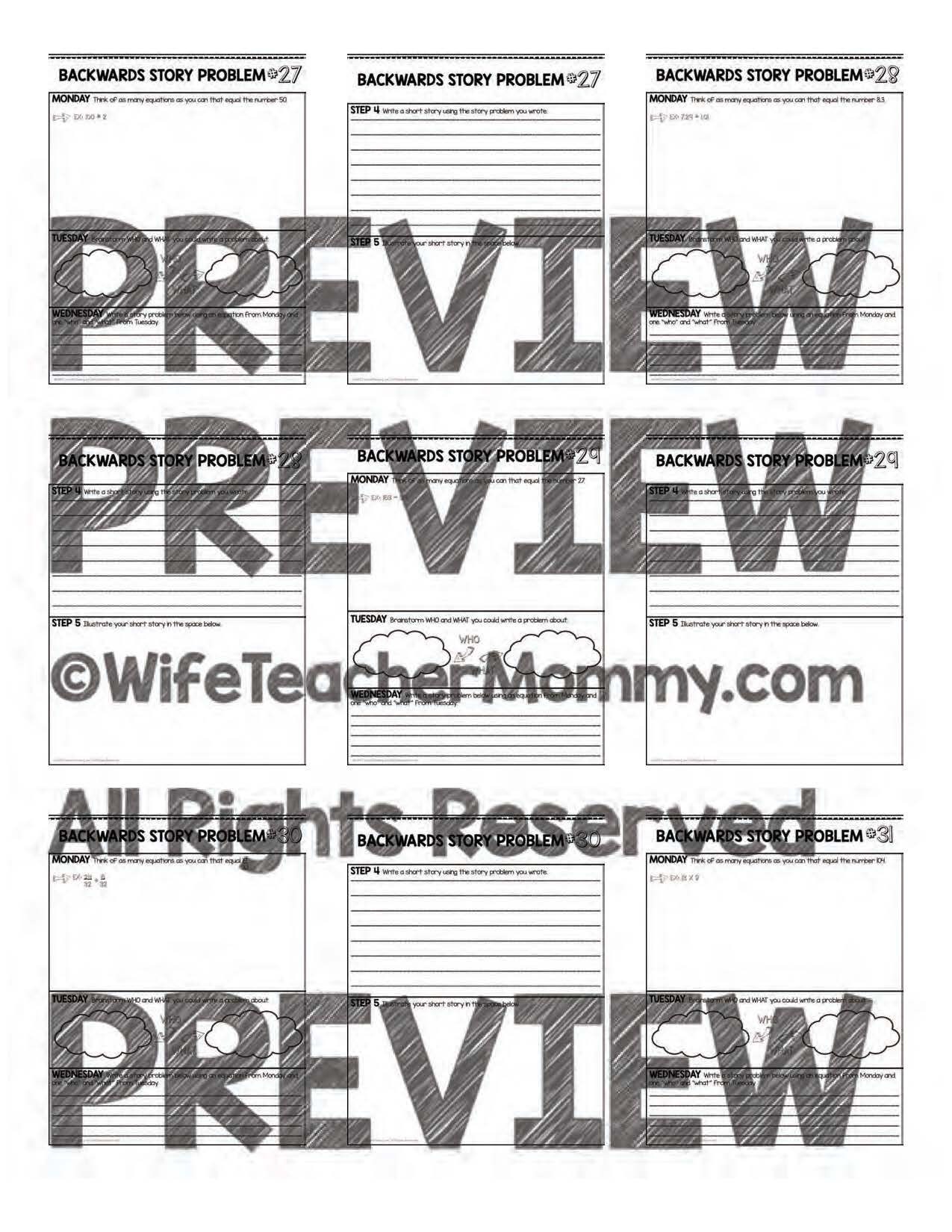 36 Weeks of Backwards Story Problems for 5th Grade - Etsy