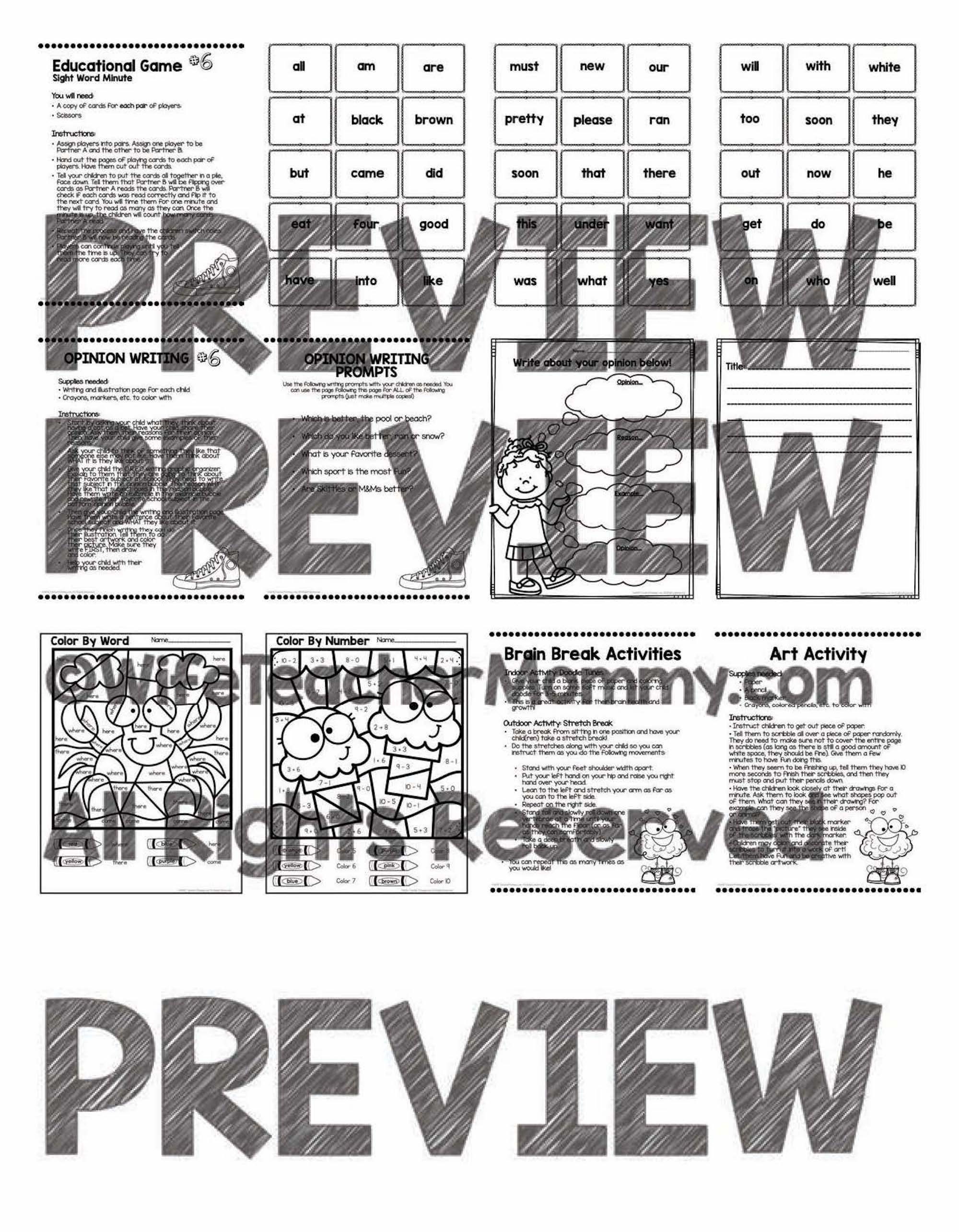 Kindergarten at Home Learning Activities Week 6 - Etsy