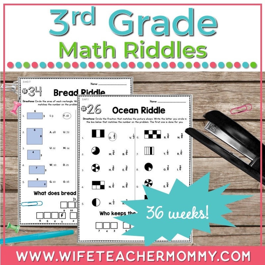 36 Weeks Of Math Riddles For 3rd Grade Etsy 36 Weeks Of Math Riddles For 3rd Grade Etsy
