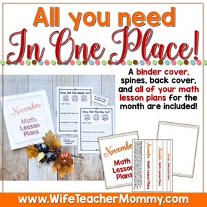 November Homeschool Lessons for 3rd and 4th Grades Math - Etsy