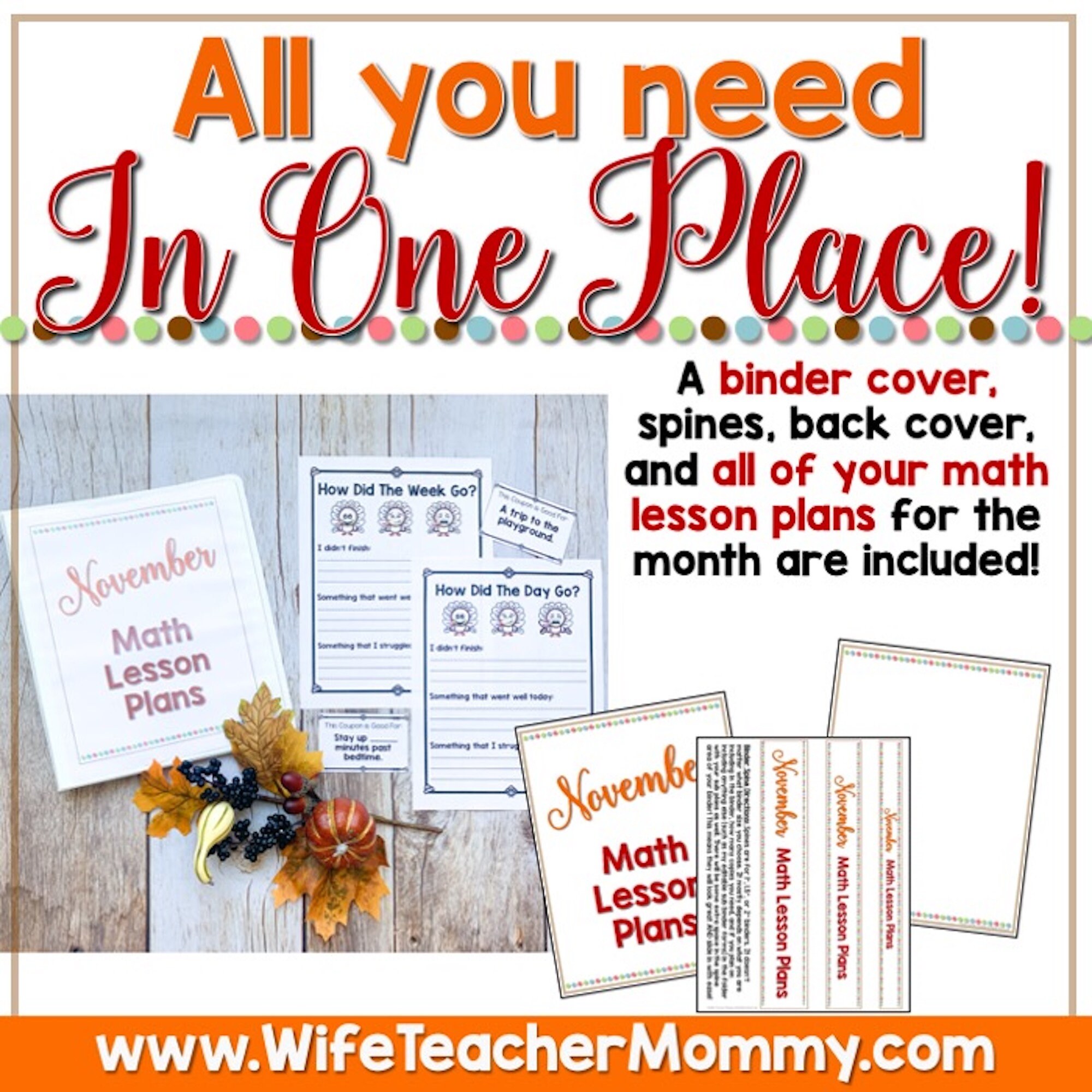 November Homeschool Lessons for 3rd and 4th Grades Math - Etsy