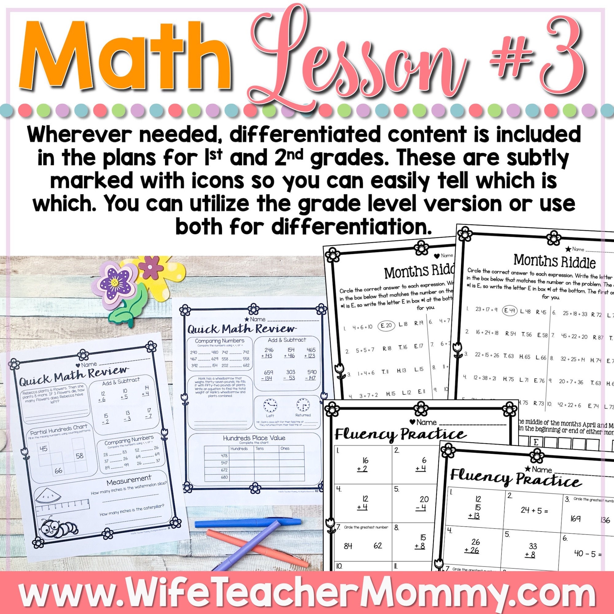 May Homeschool Lessons for 1st and 2nd Grades Math - Etsy