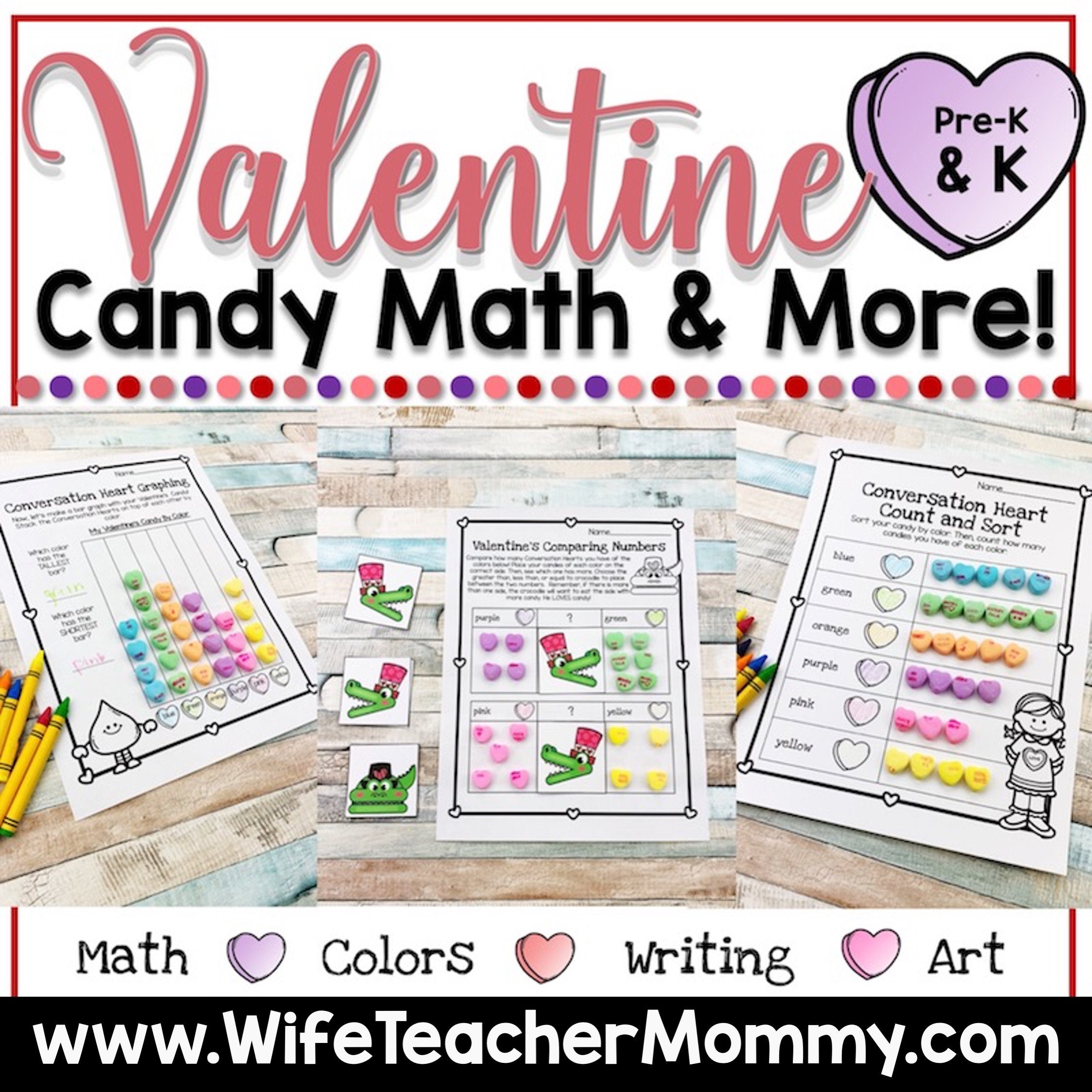 Valentine's Day Candy Heart Math & More for Pre-k and - Etsy