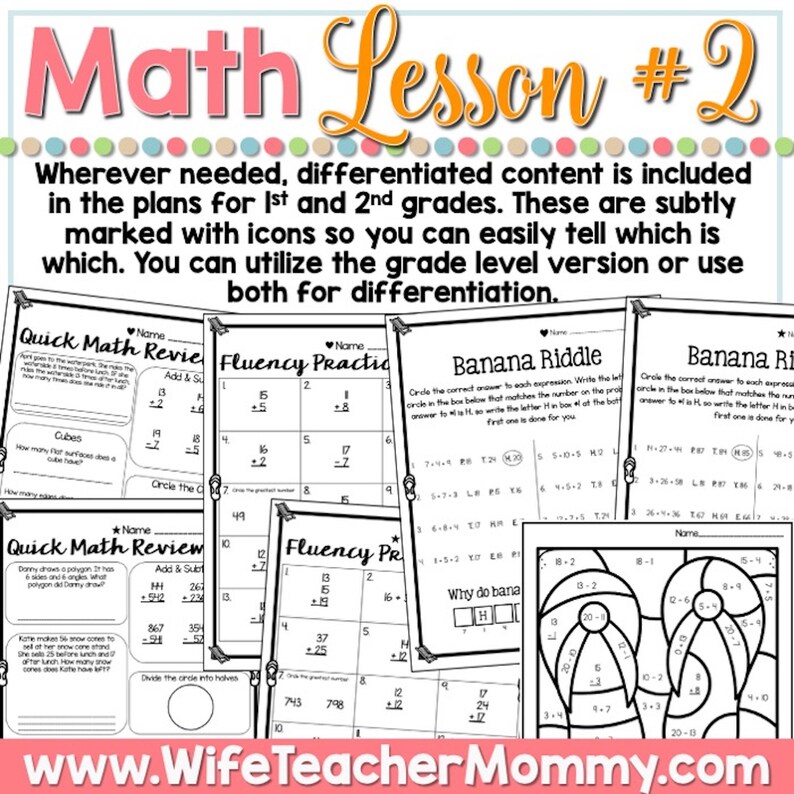 Summer Homeschool Lessons for 1st and 2nd Grades Math - Etsy
