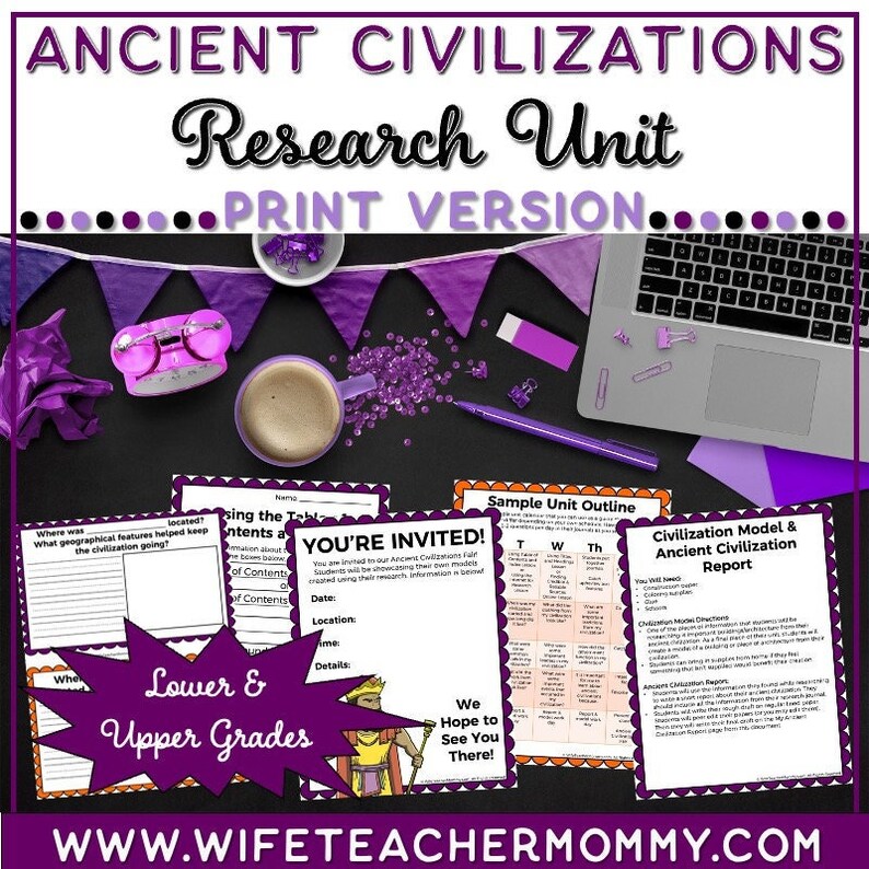 Lower and Upper Grades Ancient Civilizations Research Unit - Etsy
