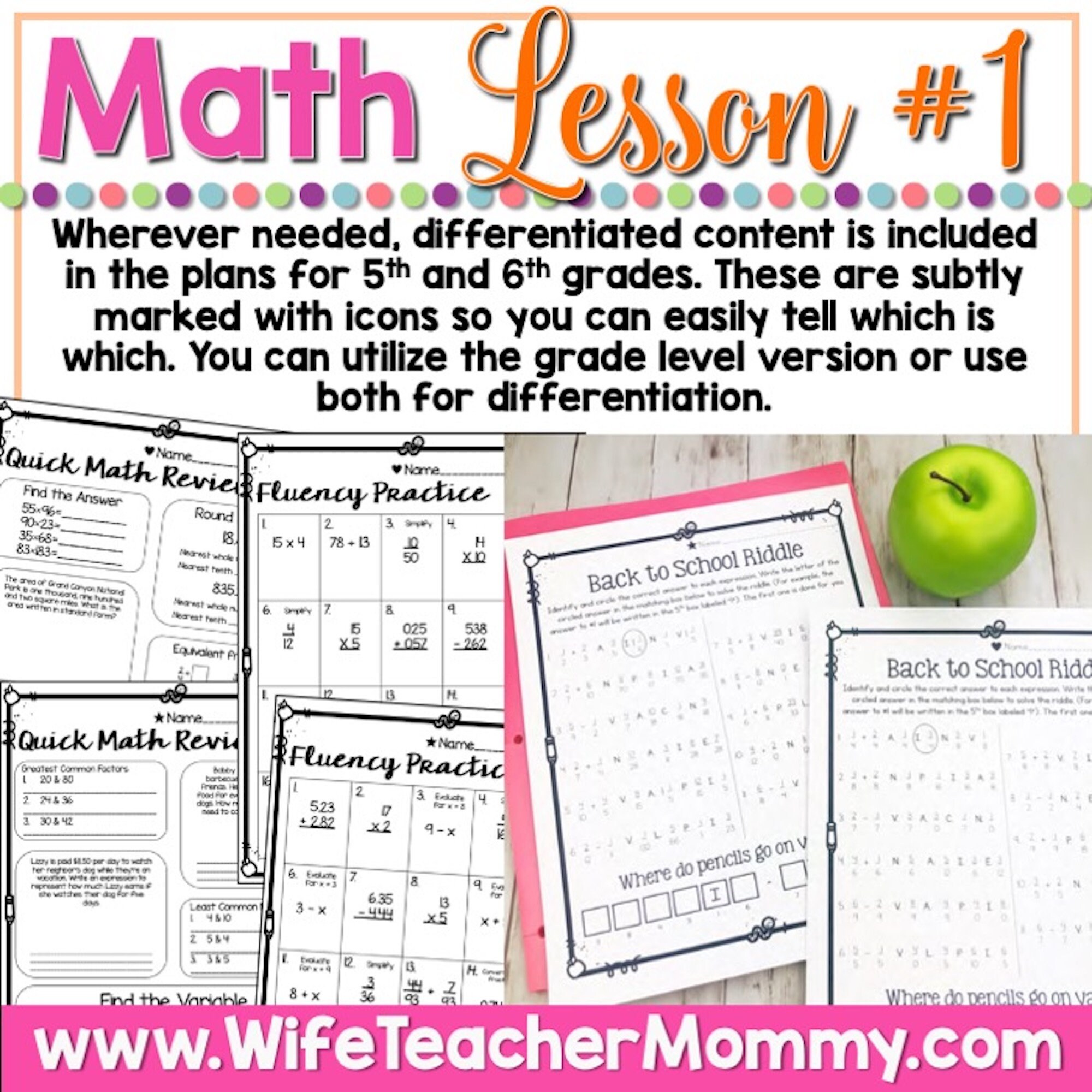 August Homeschool Lessons for 5th and 6th Grades Math - Etsy