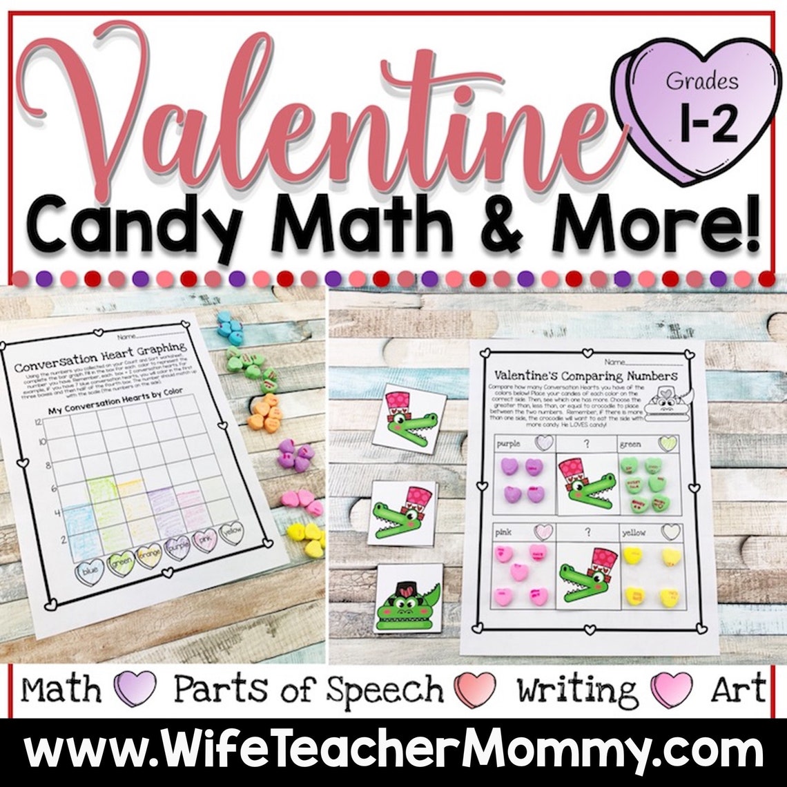 Valentine's Day Candy Heart Math & More for 1st and 2nd Grade - Etsy