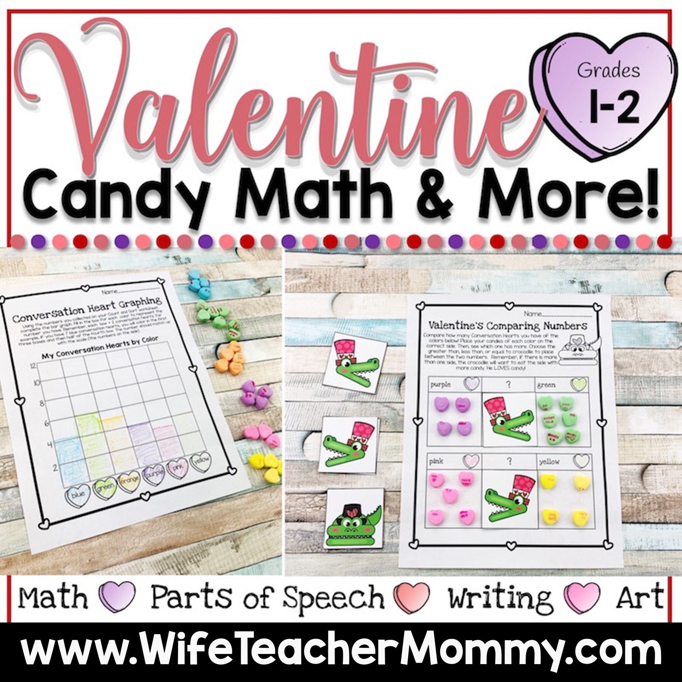Valentine's Day Candy Heart Math & More for 1st and 2nd Grade - Etsy