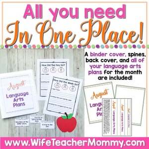 August Homeschool Lessons for 1st and 2nd Grades Language Arts - Etsy