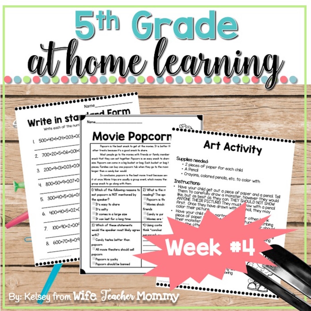 5th Grade at Home Learning Activities Week #4 - Etsy