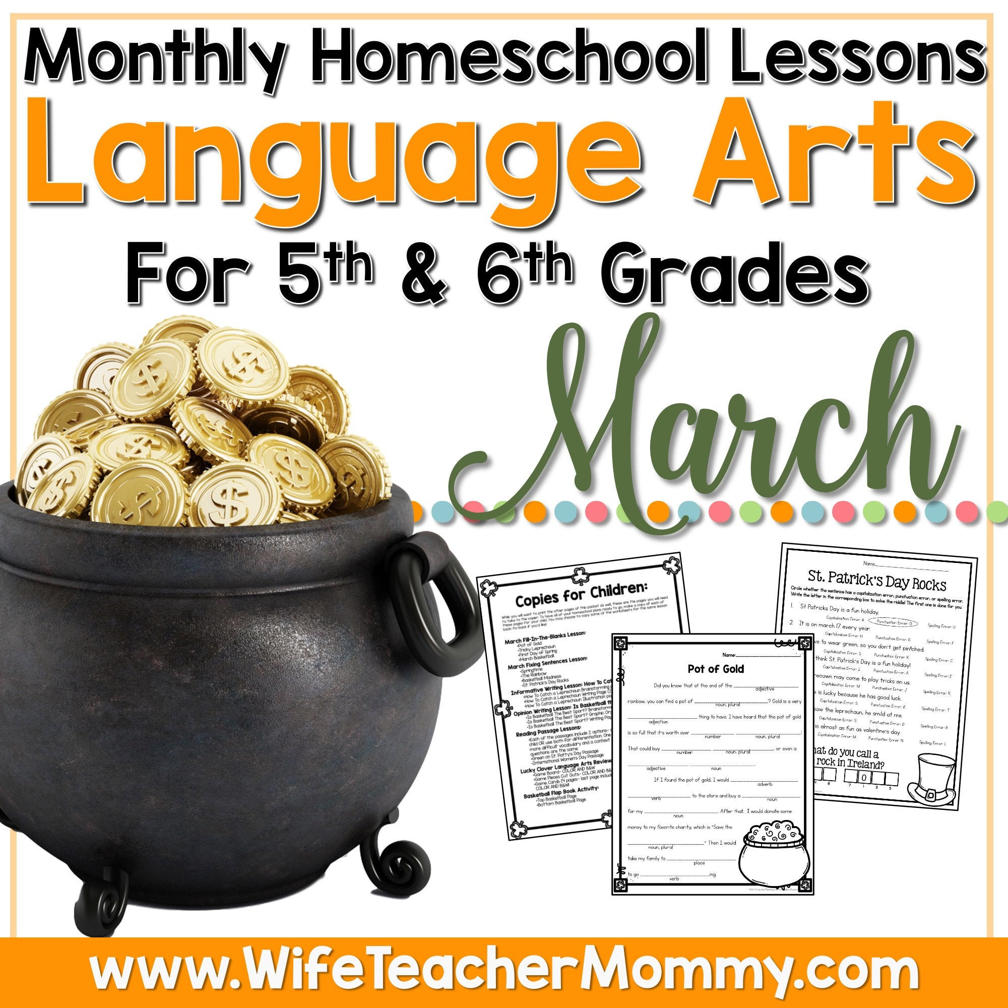March Homeschool Lessons for 5th and 6th Grades Language Arts - Etsy