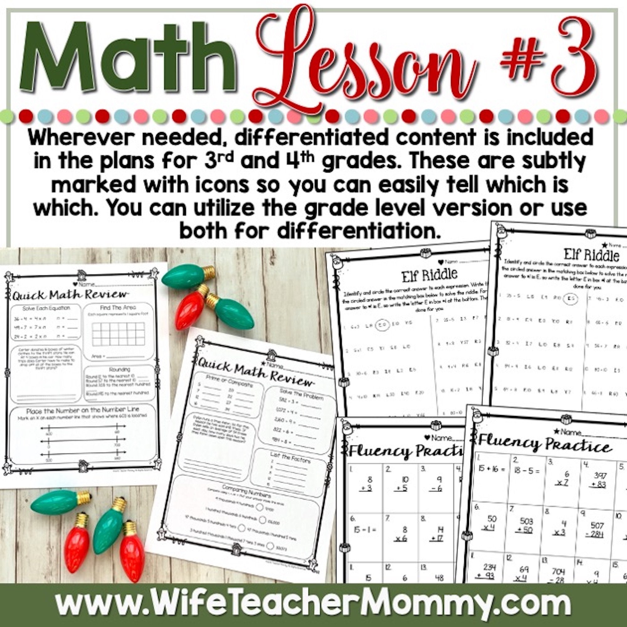 December Homeschool Lessons for 3rd and 4th Grades Math - Etsy