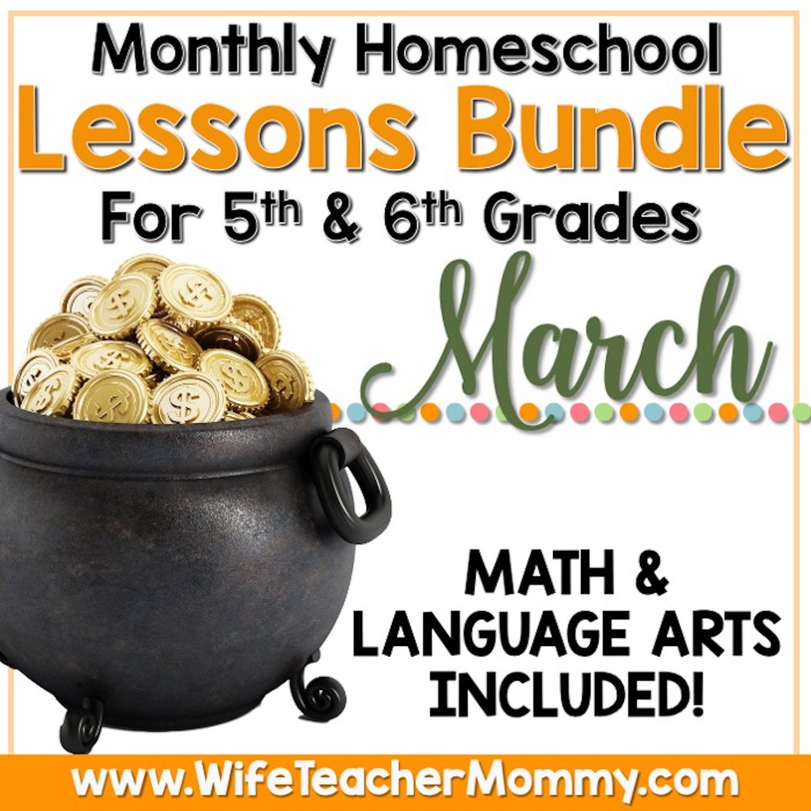 March Homeschool Lessons for 5th and 6th Grade Math & Language Arts ...