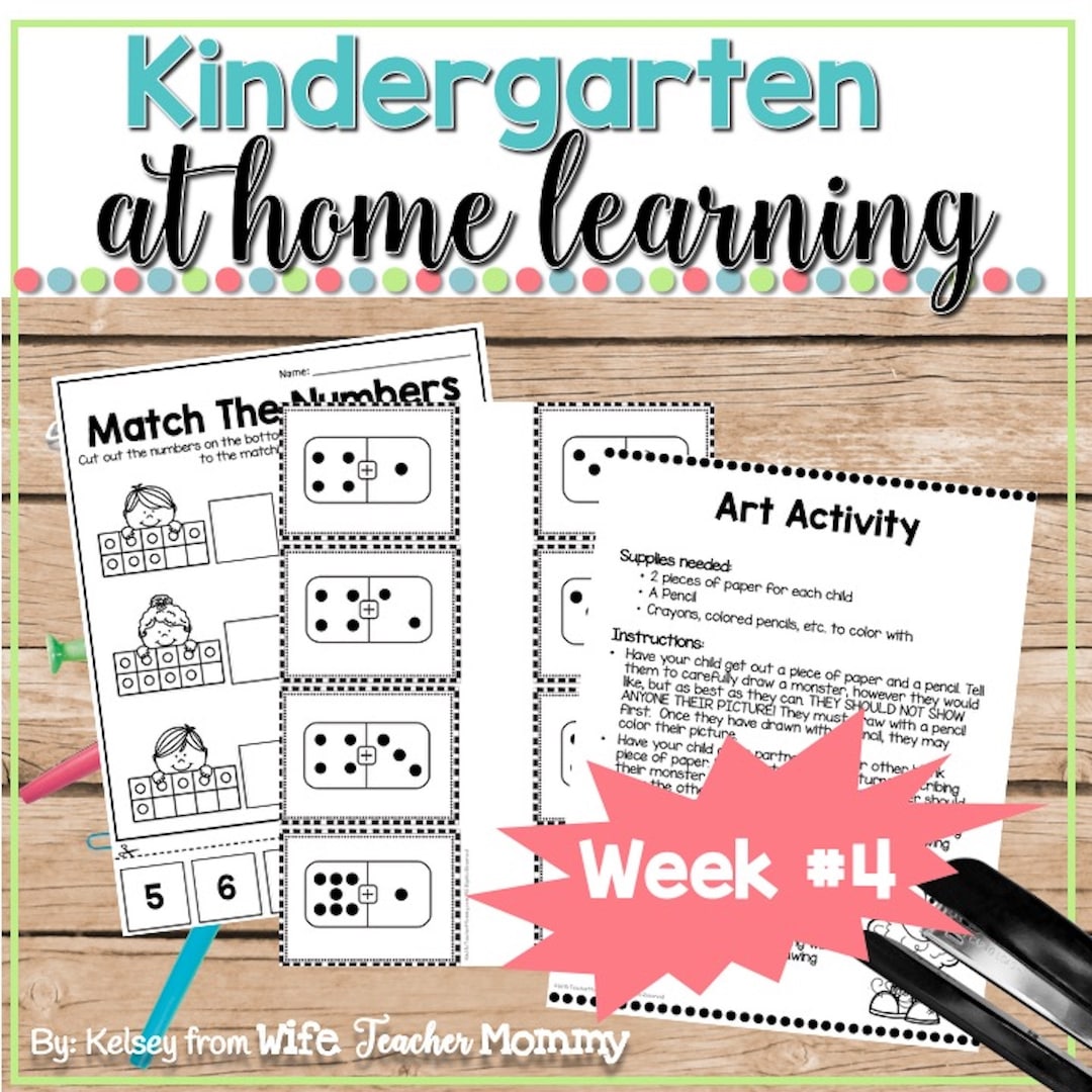 Kindergarten at Home Learning Activities Week #4 - Etsy