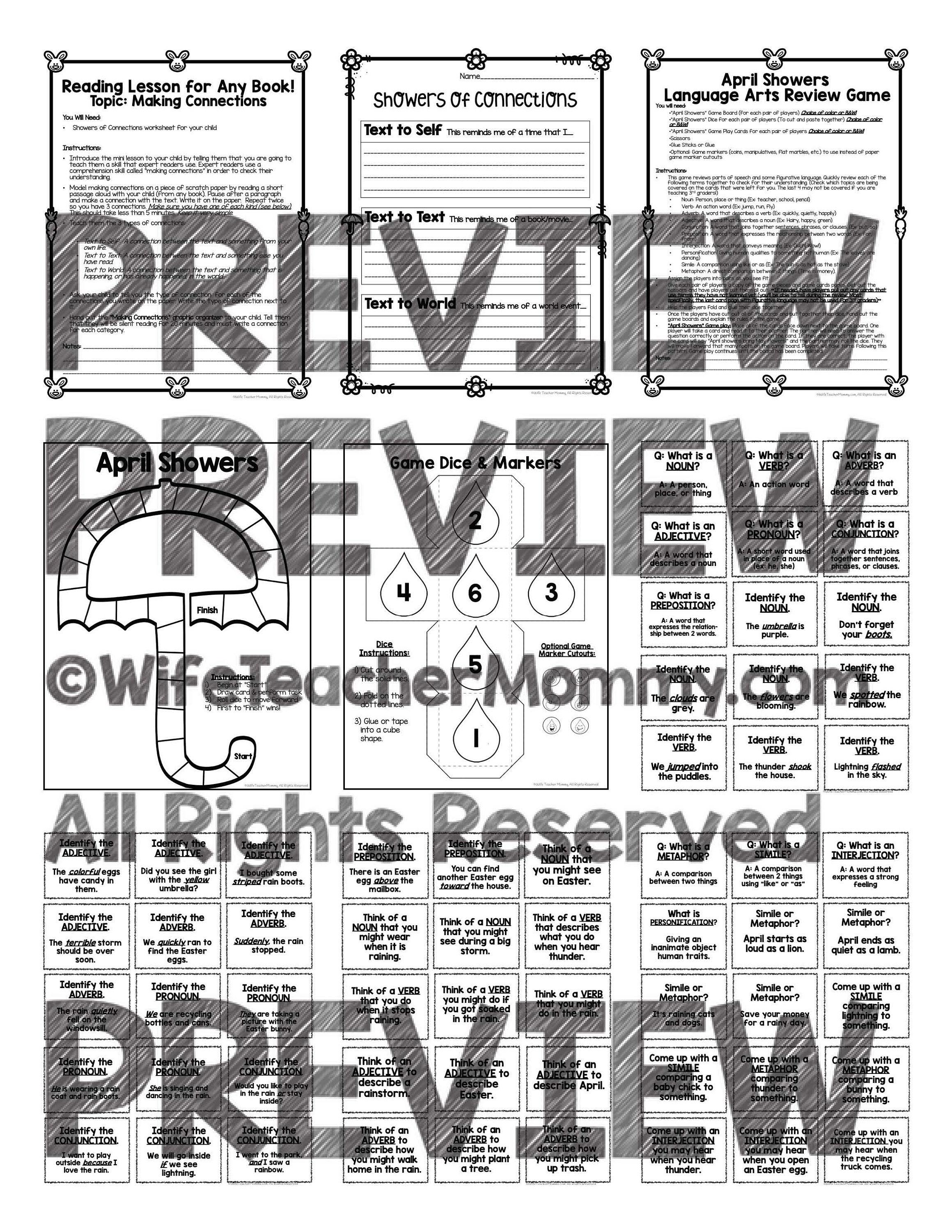 April Homeschool Lessons for 3rd and 4th Grades Language Arts | Etsy