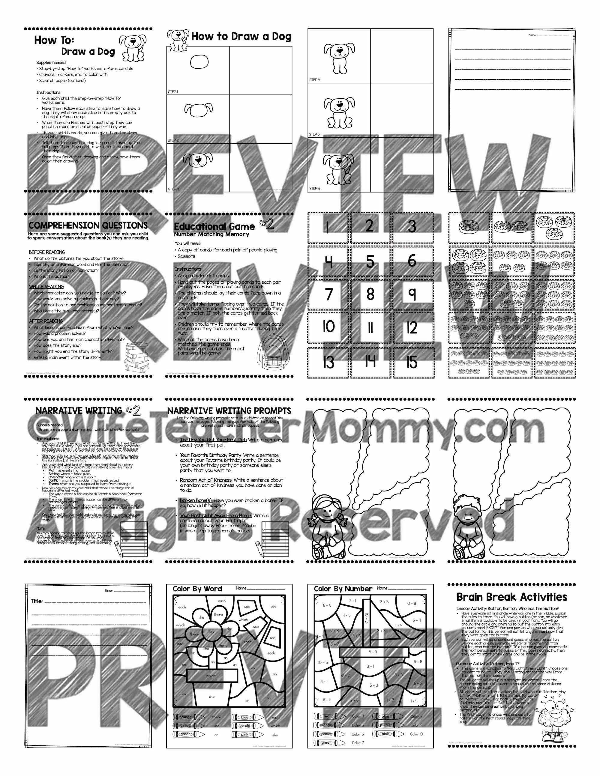 Kindergarten at Home Learning Activities Week 2 - Etsy