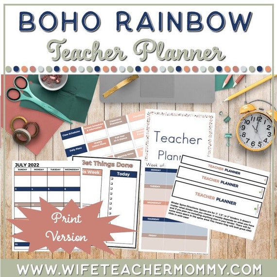 The Ultimate Boho Rainbow Teacher Planner print Version - Etsy