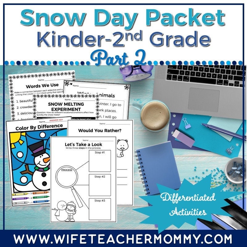 Snow Day Packets for Lower Grades Part 2 print Version - Etsy