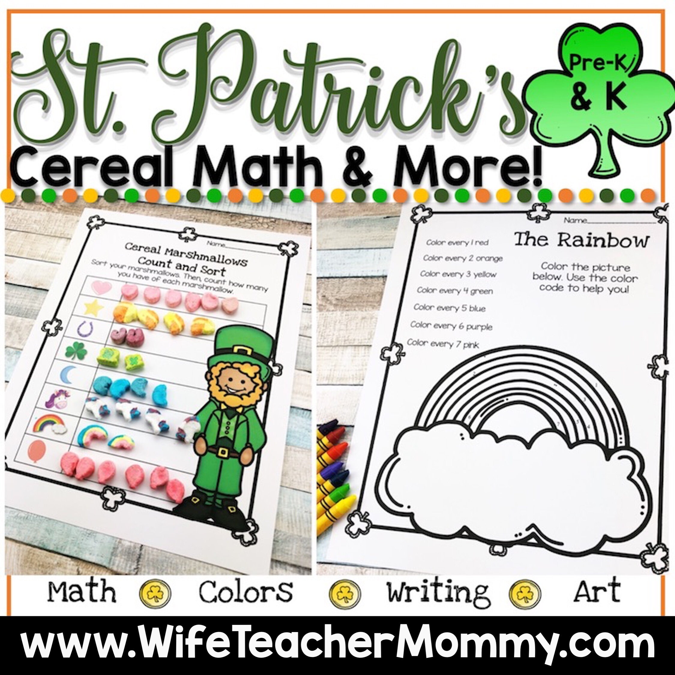 St. Patrick's Day Cereal Marshmallow Math & More for Pre-k - Etsy