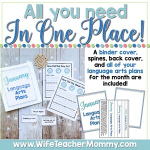 January Homeschool Lessons Kindergarten Math & Language Arts Mini ...