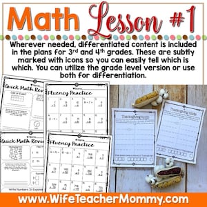 November Homeschool Lessons for 5th and 6th Grade Math & Language Arts ...