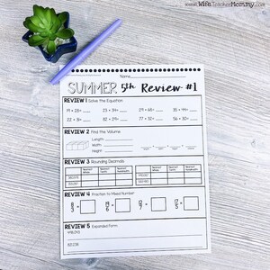 5th Grade Summer Review Packet for Summer Learning - Etsy